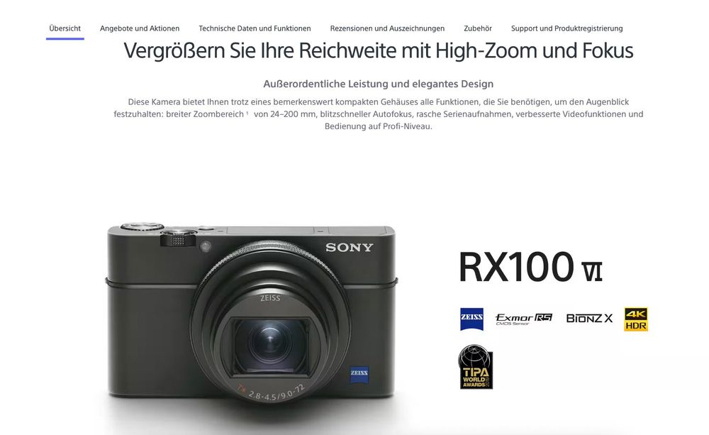 SONY Cyber-shot RX100 Mark VI DSC-RX1006 Kamera RX 100 MK 6 (Gebraucht ...