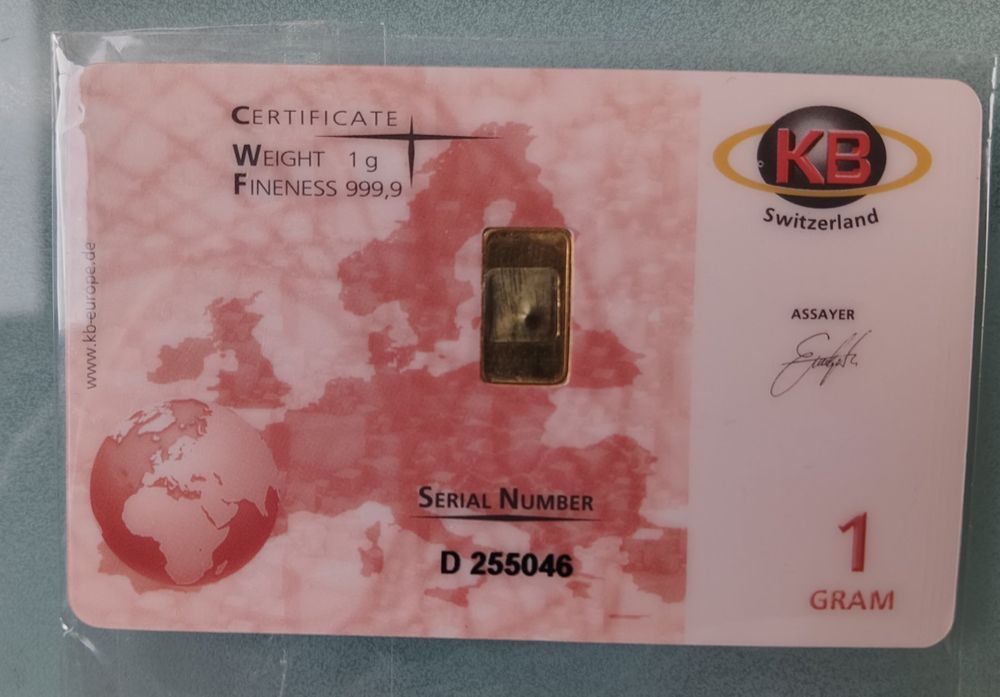 Goldbarren 1g KB Switzerland, 999.9 Feingold | Kaufen auf Ricardo