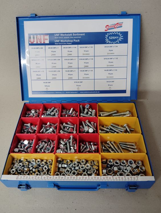 UNF Schrauben Zollschrauben Zollgewinde Sortiment 529 Stück (Neu und originalverpackt) in Hallau ...