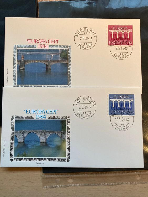 CH 1984 FDC Satz Europa CEPT Brücken Ortsstempel Bern (Gebraucht) in Liestal für CHF 1 – mit ...
