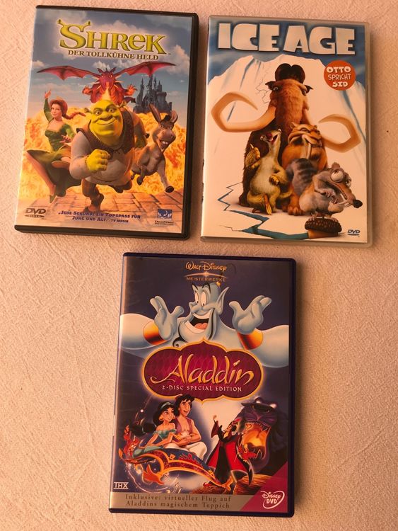 3 Filme: Shrek, Ice Age und Aladdin (Special Edition) (Gebraucht) in ...