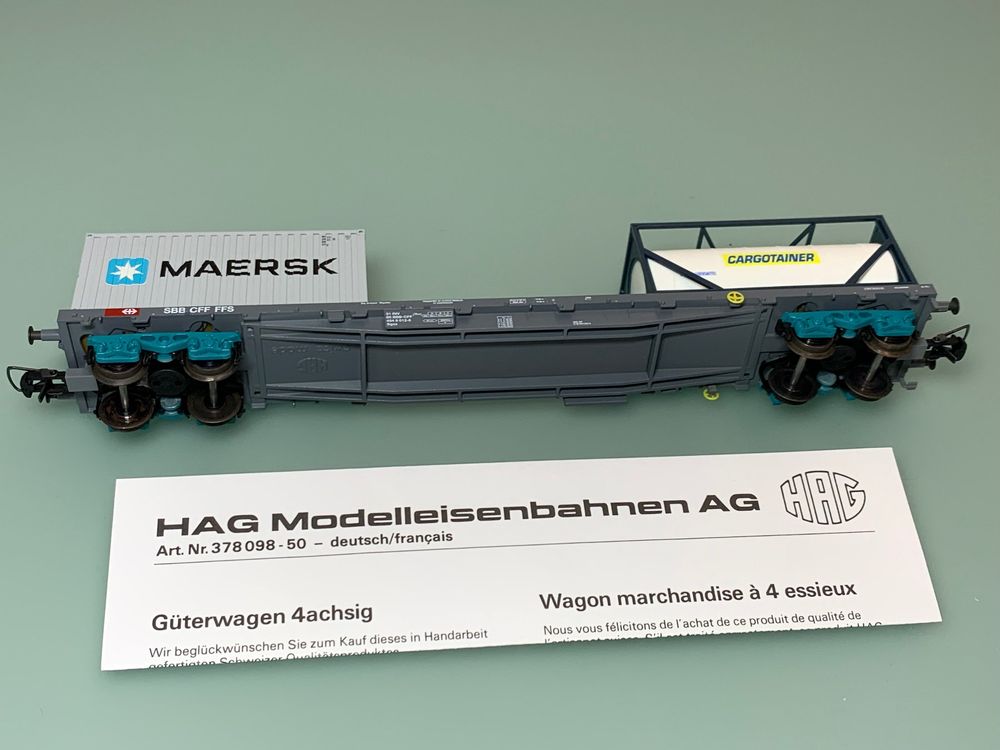 HAG SBB Sgss mit 2x Tankcontainers Cargotainer + MAERSK (Neu (gemäss ...