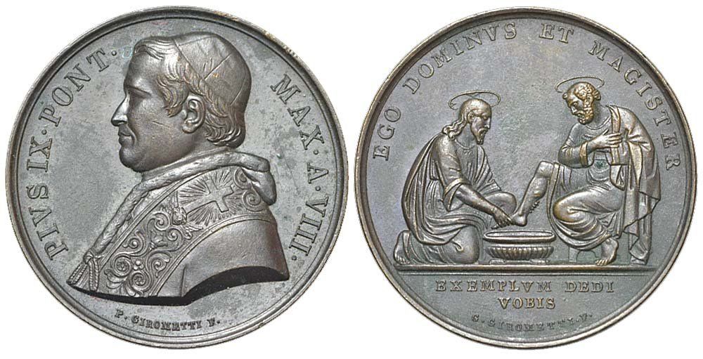 b- Rom, Pius IX., Medaille AN VIII (1853) (Usato) a Chiasso per CHF 55 ...
