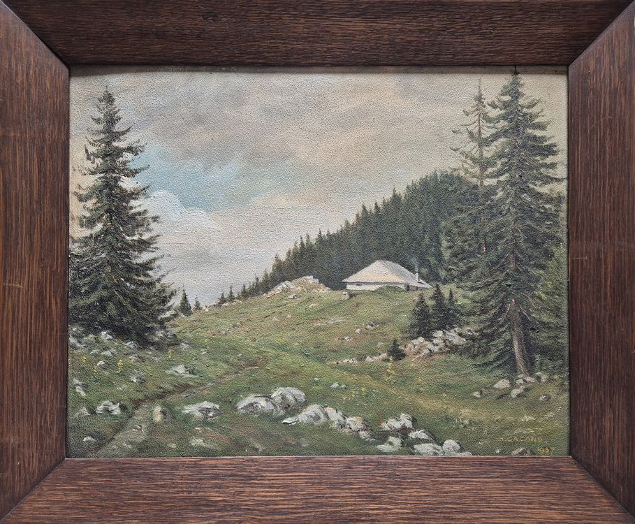 Tableau ancien signé Gacond (?) 1937 "métairie" Chasseral (Gebraucht) in Tramelan für CHF 100 ...