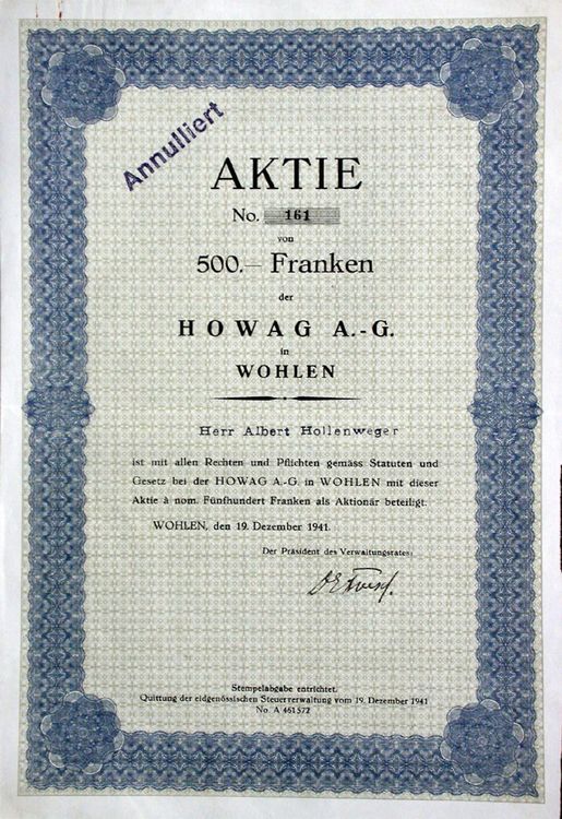 Howag AG Wohlen, Wohlen - 1942 (Gebraucht) in Solothurn für CHF 1 – mit ...