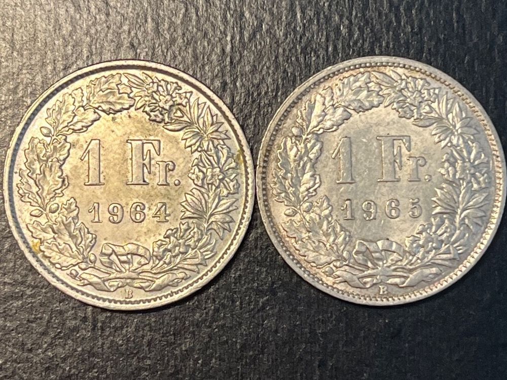 2x 1Fr. 1964/1965 Silber (Gebraucht) in Kloten für CHF 5 – mit Lieferung auf Ricardo kaufen