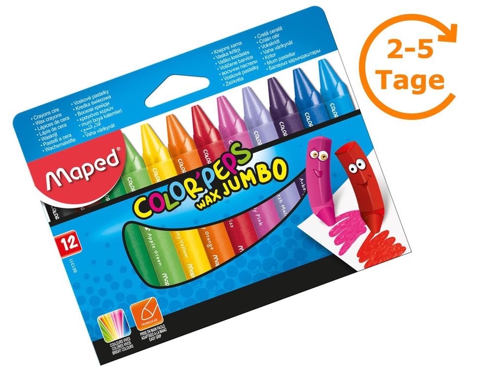 Wachsmalstifte WAX JUMBO,12er Etui (Neu und originalverpackt) in St ...