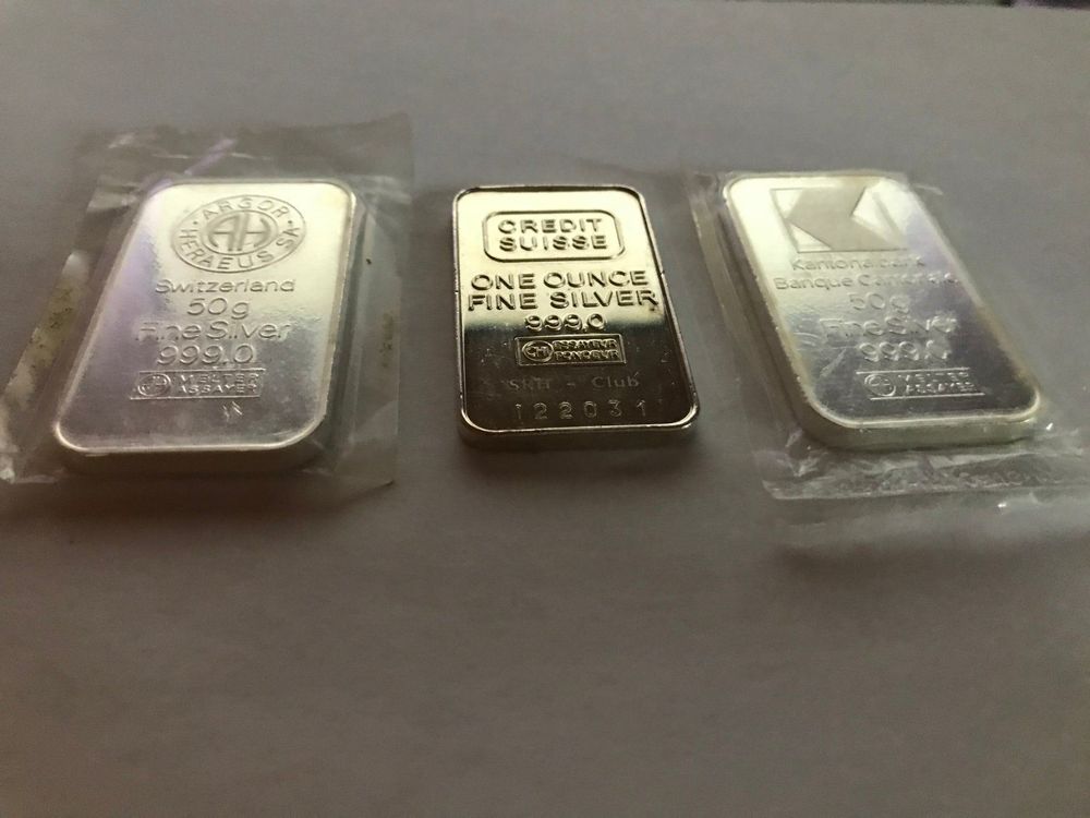 3 x Bar Silver 999 (50g + 50g + 1 oz) | Kaufen auf Ricardo