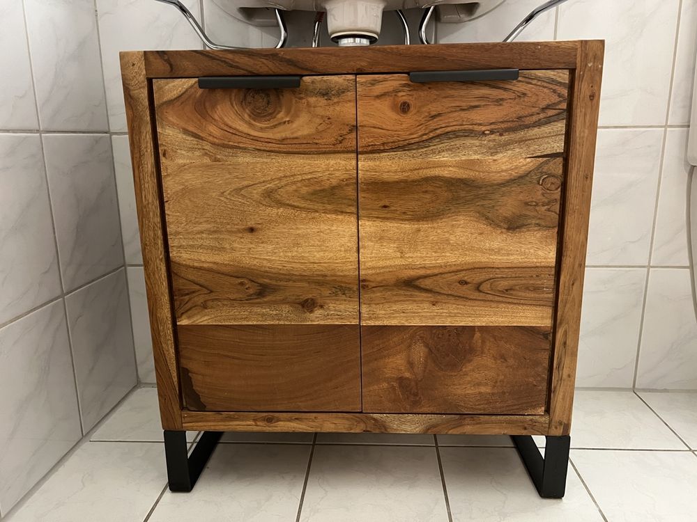 Erstaunlich Waschbeckenunterschrank Holz Massiv Stehend Fotos