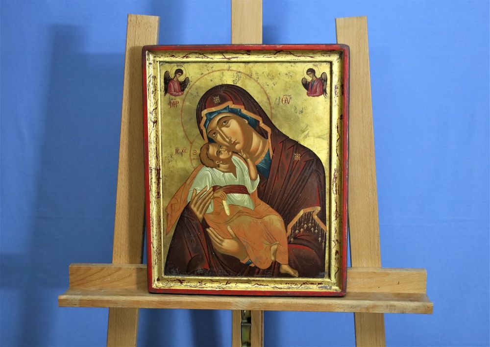 Maria mit Kind, Ikone in Tempera / Ölfarben auf Holz | Kaufen auf Ricardo