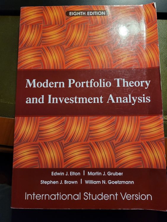 Modern Portfolio Theory Elton/Gruber/Brown | Kaufen auf Ricardo