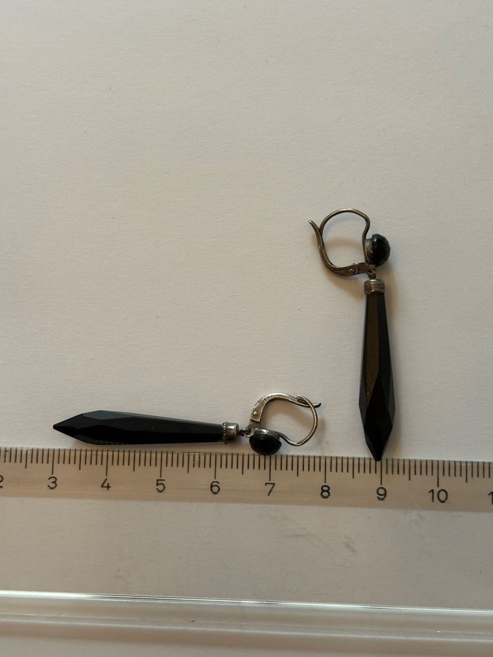 antike viktorianische Ohrhänger aus 800 Silber und Gagat Jet (Gebraucht ...