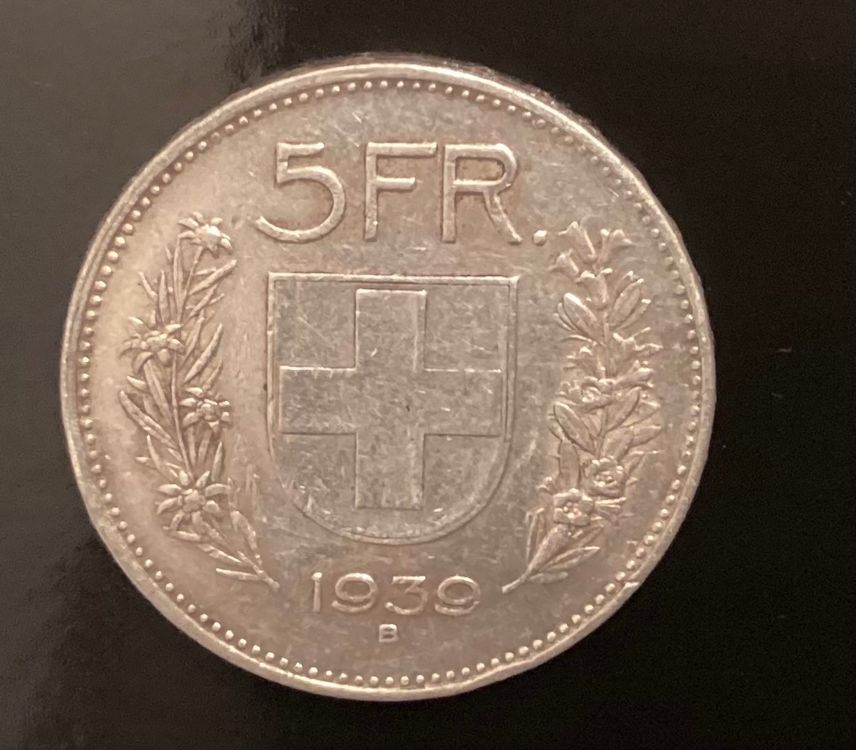 Silbermünze Schweiz 5Fr. 1939 | Kaufen auf Ricardo