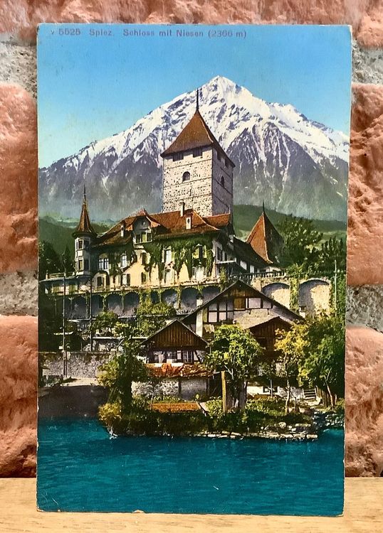 1923 Alte AK - SPIEZ mit Schloss & Niesen - Thunersee (Gebraucht) in Root für CHF 1 – mit ...