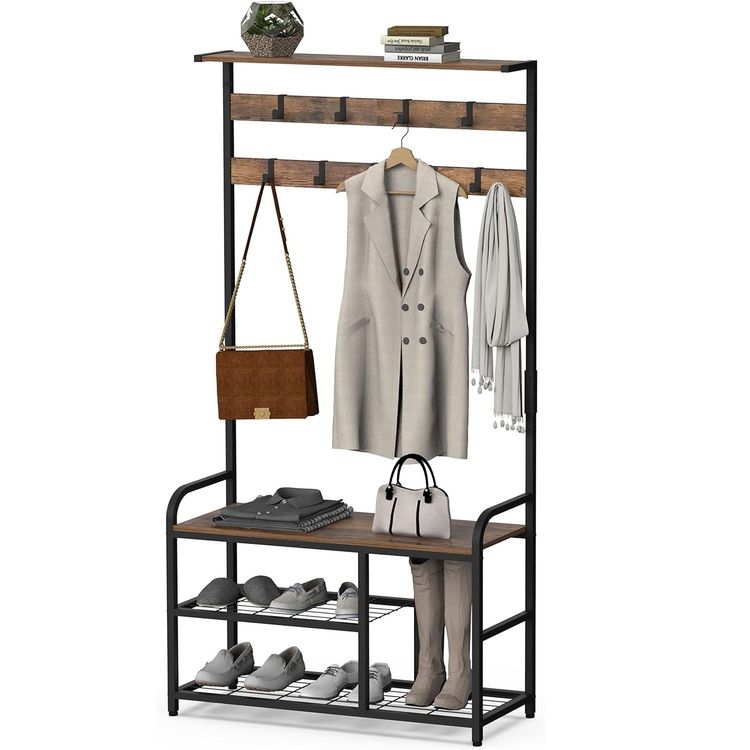 Garderobenständer mit 3 Ebenen, Schuhregal Garderobe vintage (Neu und originalverpackt) in ...