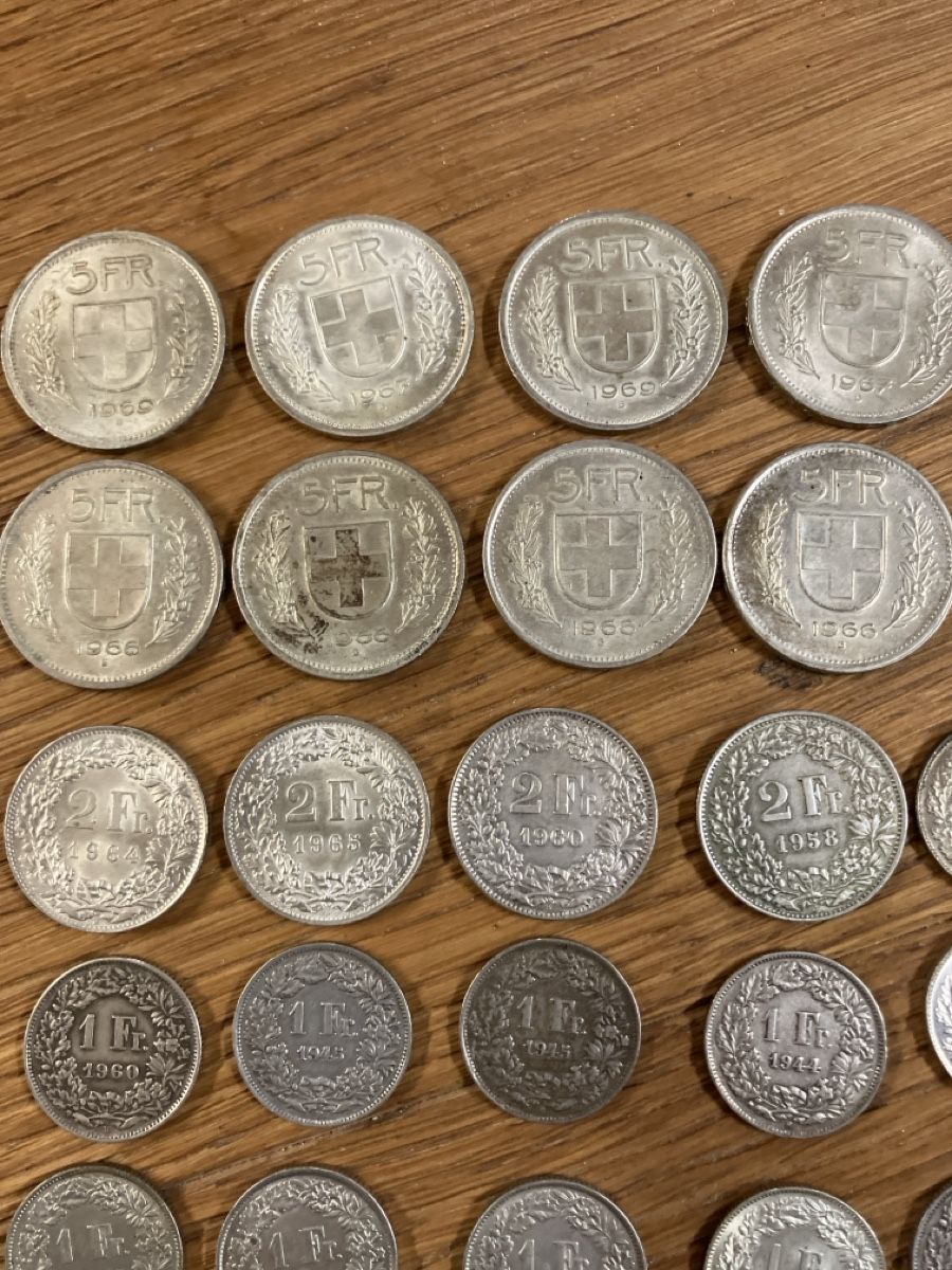 5Fr, 2Fr, 1Fr, 50Rp, Silbermünzen Schweiz, Jg ab 1920-1969 (D'occasion ...