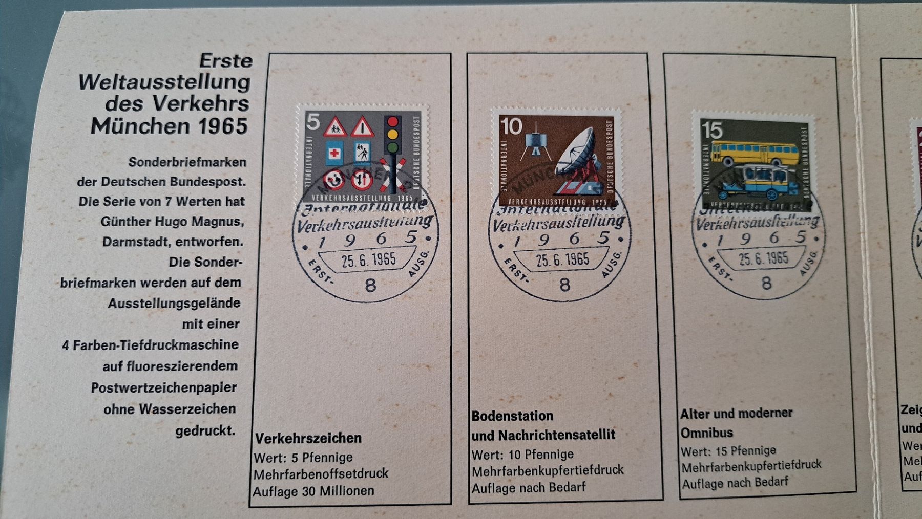 IVA-Sondermarken 1965, komplett, Welt-Ausstellung München (Gebraucht ...