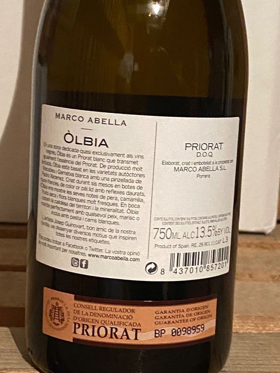 PRIORAT blanc Olbia 2013 Bodegas Marco Abella | Kaufen auf Ricardo
