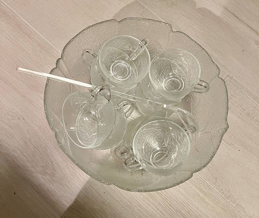 Service à punch / bol à punch en verre 13 bols et 1 louche (D'occasion ...