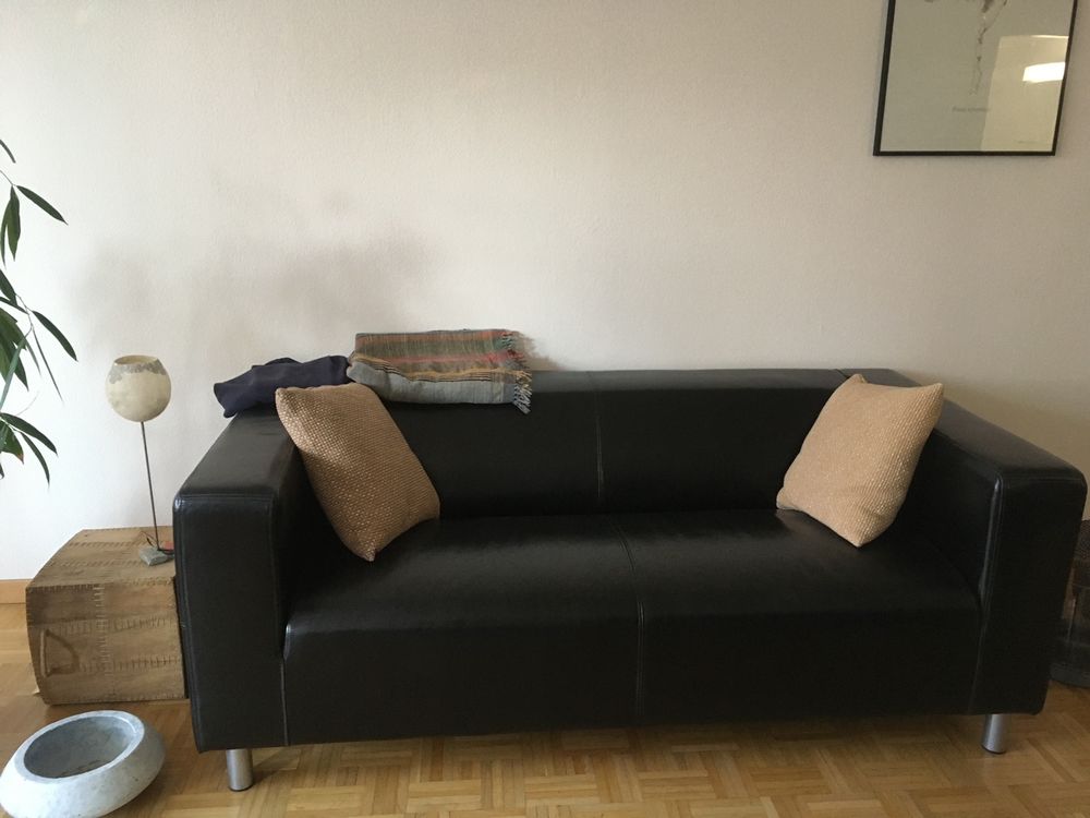 2er Sofa Klippan, Lederbezug, schwarz, | Kaufen auf Ricardo