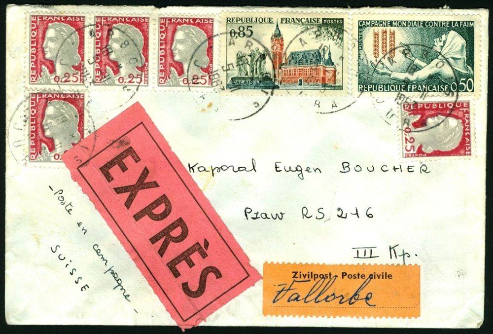 1963_Brief von Arbois (F) an die Pzaw RS 216 (Gebraucht) in Thun für ...