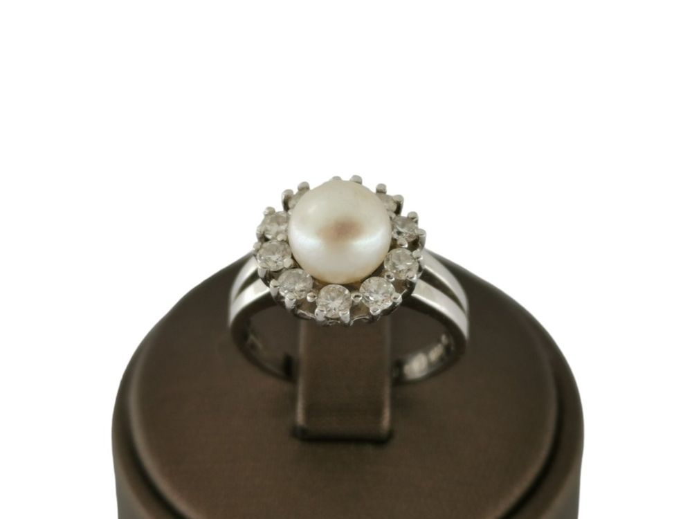 14K Goldring mit Diamanten und Perle | Kaufen auf Ricardo