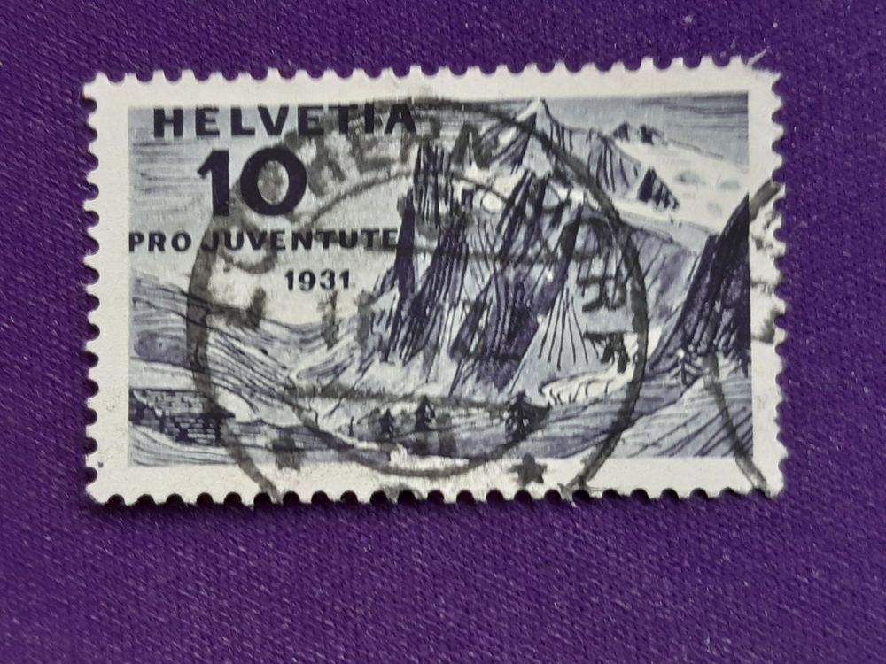 PJ 10 Rp. 1931, Vollstempel LUTHERN-Dorf, Wetterhorn (Gebraucht) in Wangs für CHF 1.5 – mit ...