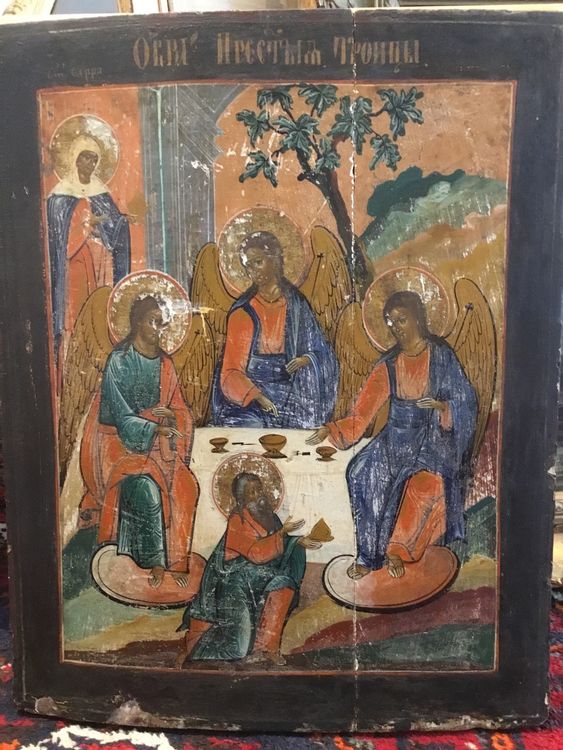 Grosse sehr alte russische Ikone Dreifaltigkeit | Kaufen auf Ricardo