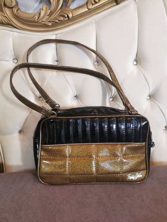 Original Trophy Queen Handtasche schwarz / gold Glitzer (Gebraucht) in ...