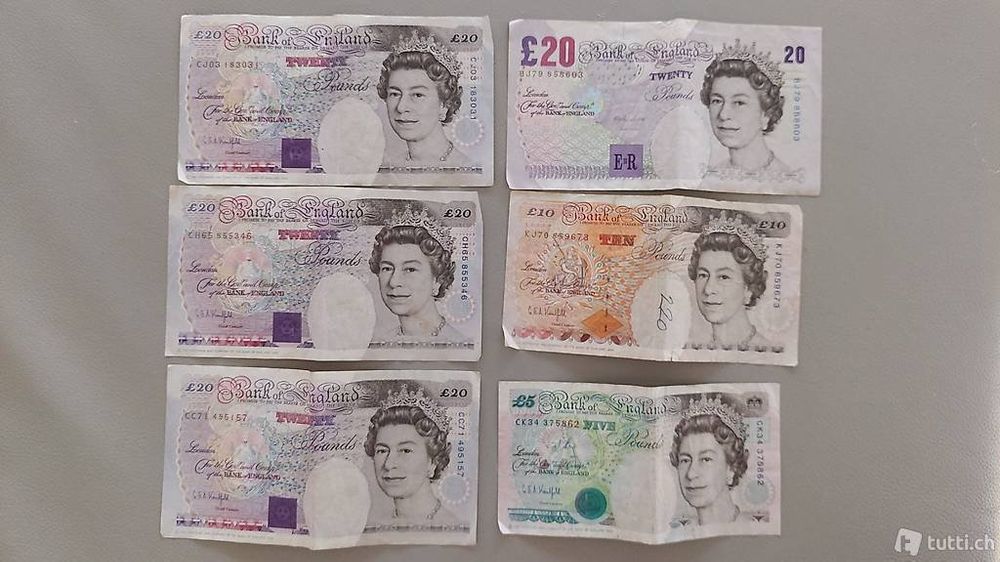 Britisch Banknoten Set Sterling Pfund GBP 95 Anfang 1990 (Gebraucht) in ...