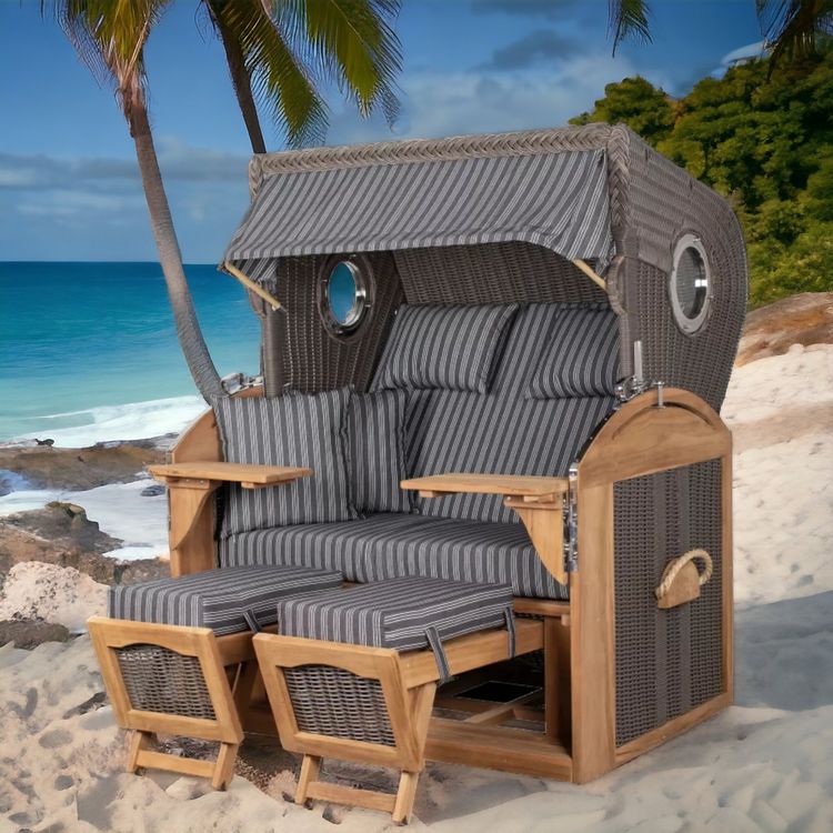 ⭐ 2.5er Teak Strandkorb Sylt - ca. 142cm Premium Ausführung (Neu und ...