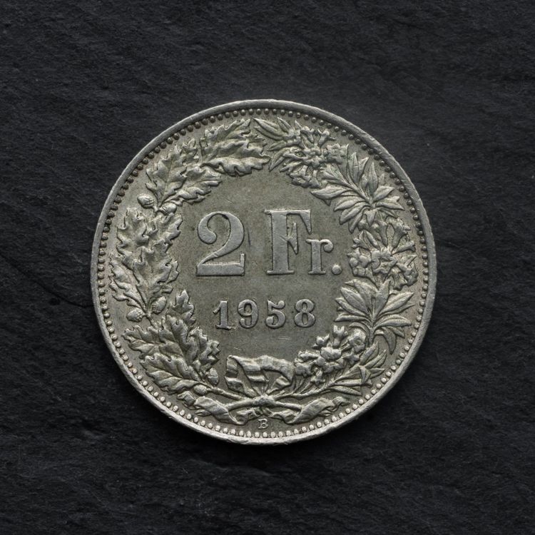 Silbermünze 2 Franken 1958, CH-Münze, Helvetia (Gebraucht) in Eggenwil für CHF 7 – mit Lieferung ...