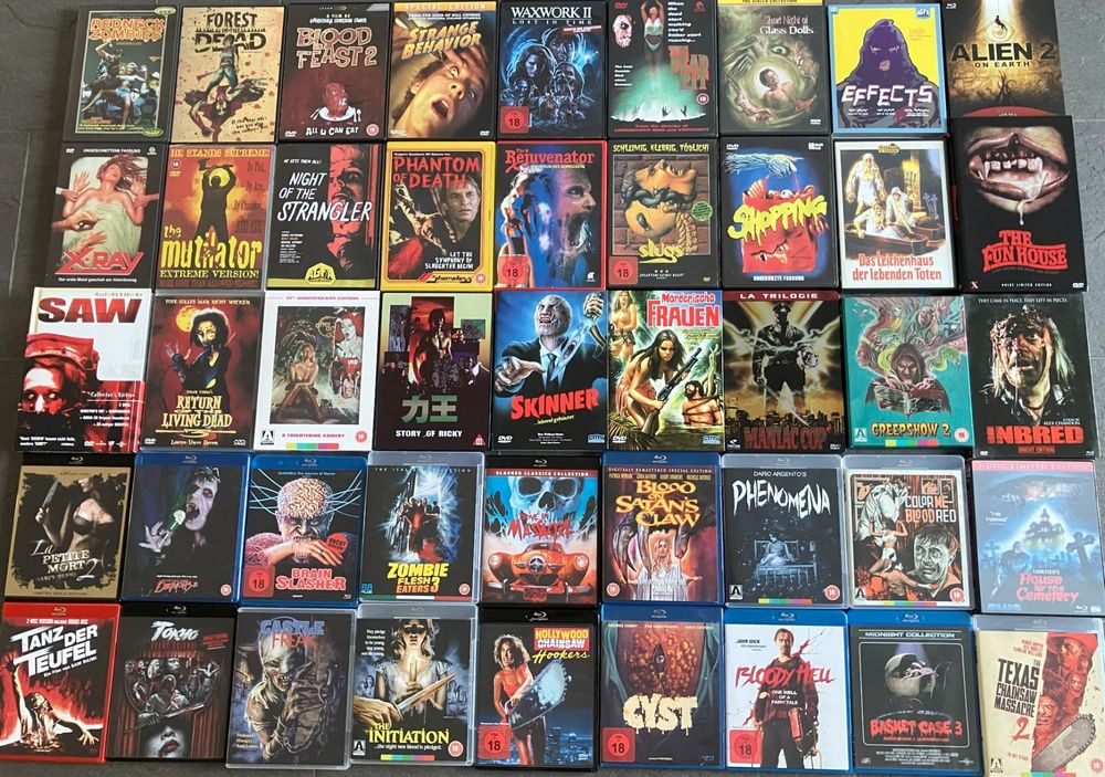 Top Sammlung Horror Splatter Gore Blu-ray DVD ab 18 UNCUT (Gebraucht ...