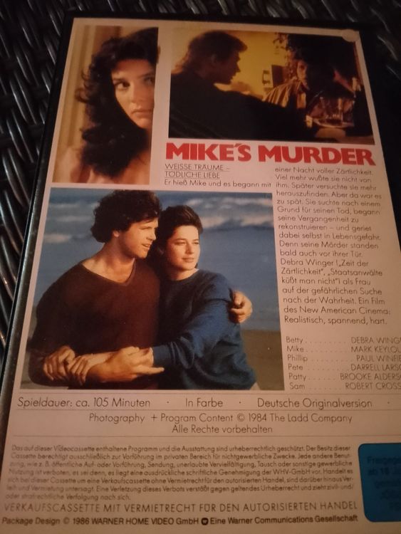 Mike’s Murder - Debra Winger Warner Home Video VHS PGV20015 (Gebraucht) in Remetschwil für CHF 9 ...