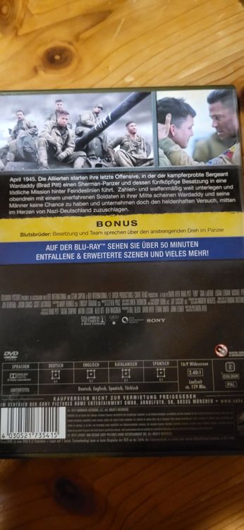 Herz aus Stahl DVD, Brad Pitt, Ww2 Panzer Film (Gebraucht) in Boppelsen ...