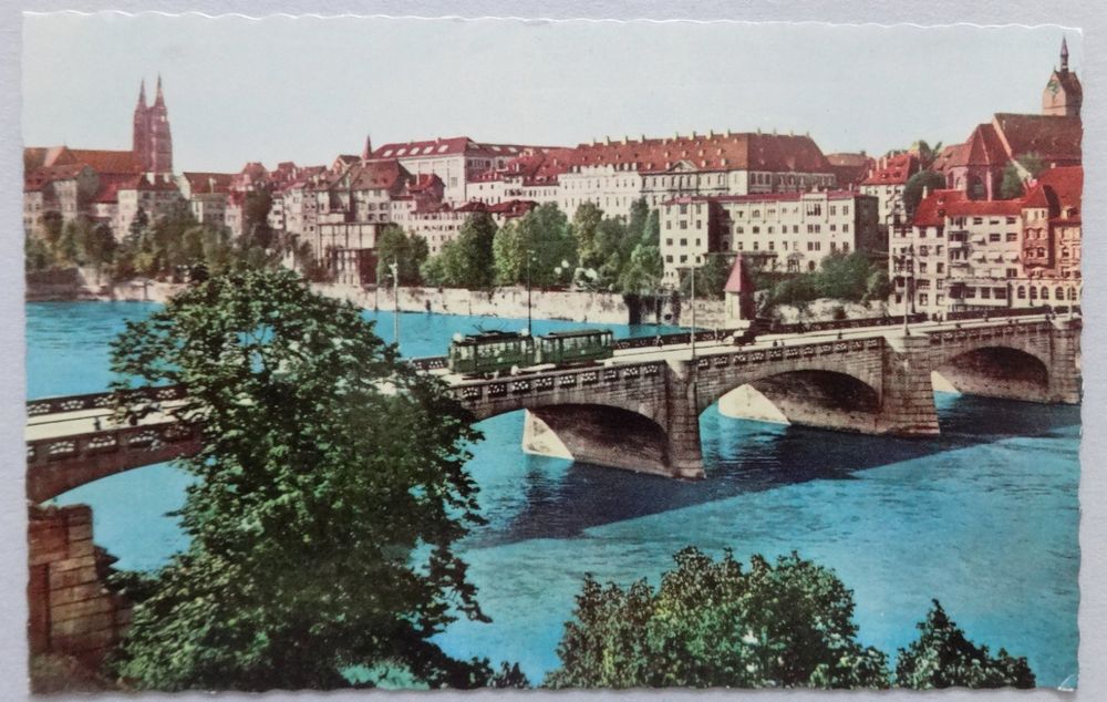 Basel, Mittlere Rheinbrücke mit Martinskirche u. Müster (Gebraucht) in Fétigny für CHF 1 – mit ...