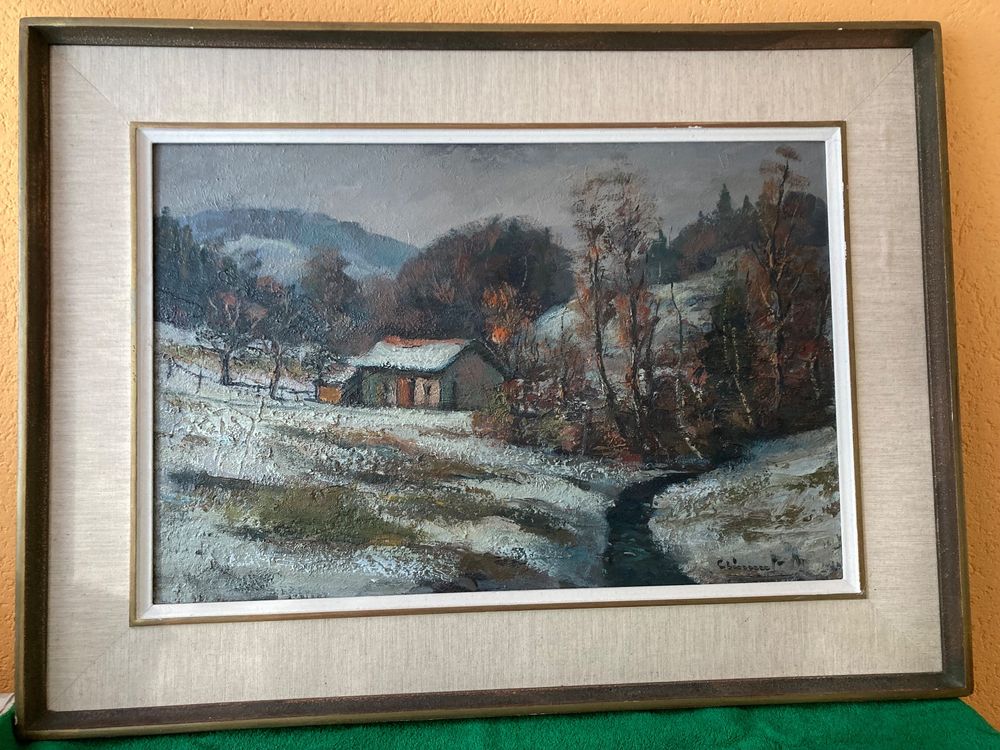 Winterlandschaft Ölgemälde signiert Max Clement gerahmt | Kaufen auf Ricardo