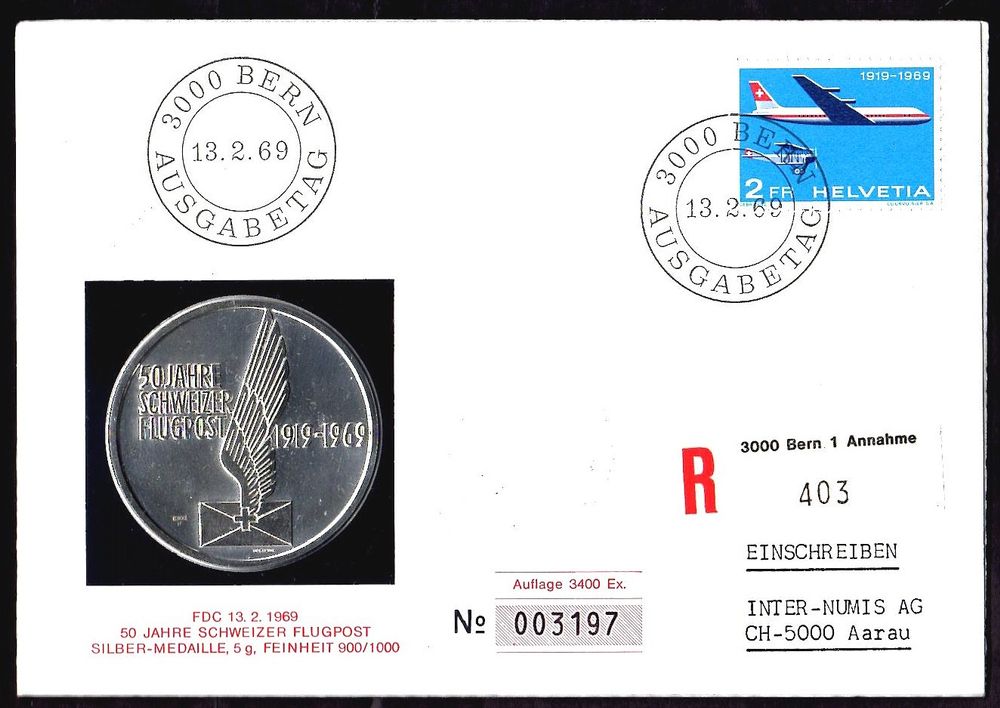 Silber-Numis, 50 Jahre Schweizer Flugpost, Silber-Medaille | Kaufen auf Ricardo