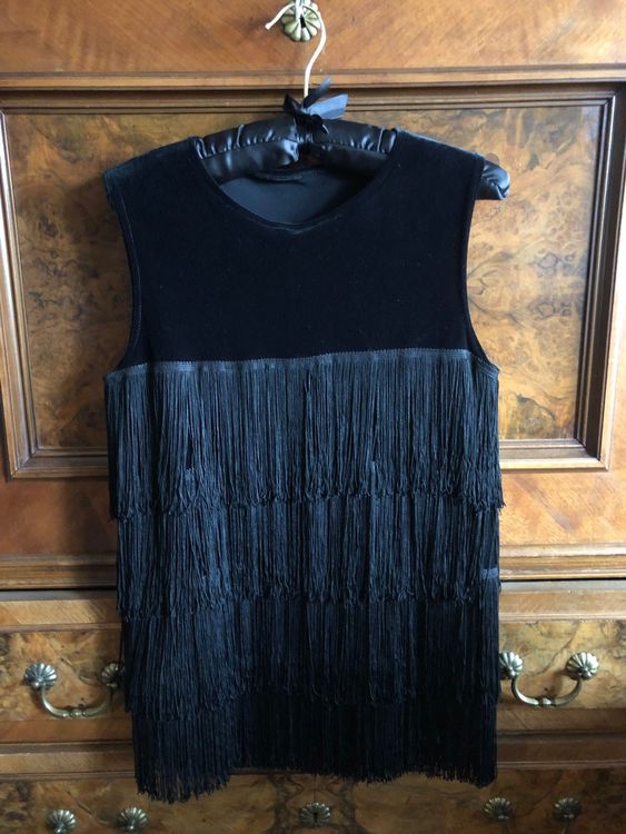 Flapper Top in Samt mit Fransen in schwarz Gr. M / 40 | Kaufen auf Ricardo