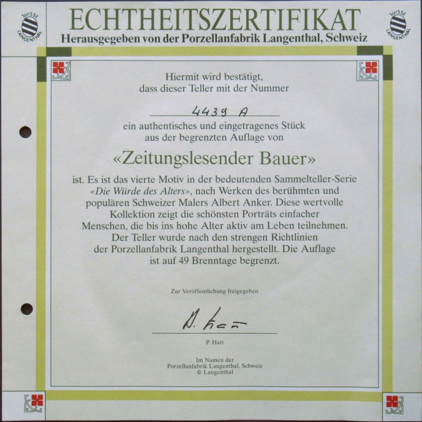 original ALBERT ANKER Sammelteller Bradford Langenthal (Neu (gemäss ...