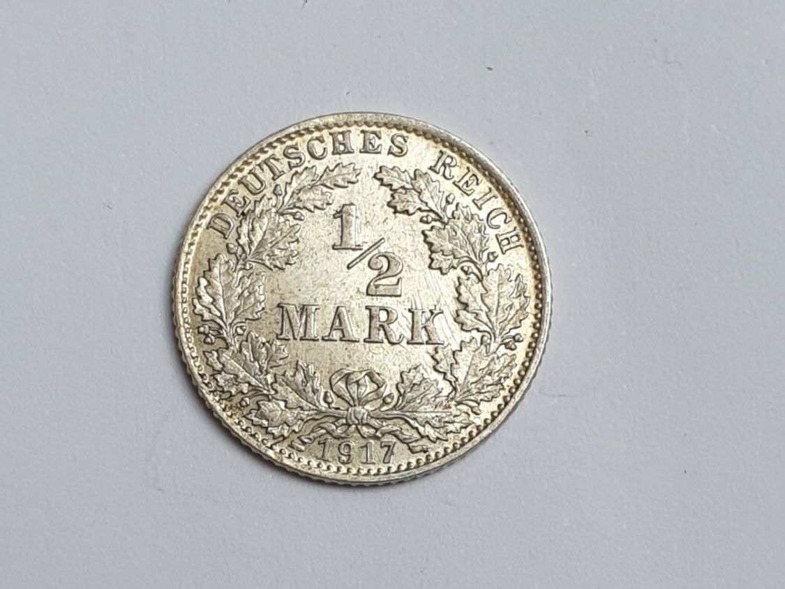 🇩🇪 1/2 Mark 1917 D - XF - *** Silver 2.78g .900 (Gebraucht) in ...