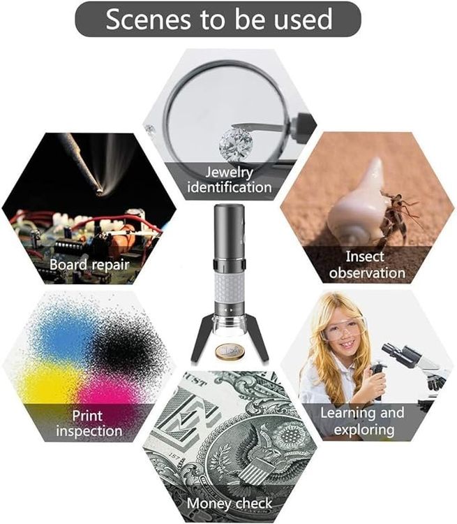 WiFi USB Digital Microscope Wireless Endoscope 4K 50-1000x (Neu und ...