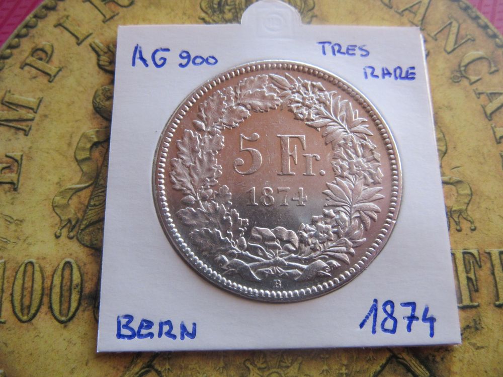 5 FRANKEN 1874 BERN SCHWEIZ AG 900 SILVER | Kaufen auf Ricardo