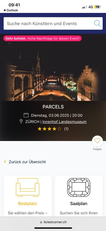 1 Parcels Zürich Tickets SOFORT LOSWERDEN (Gebraucht) in Boll für CHF ...