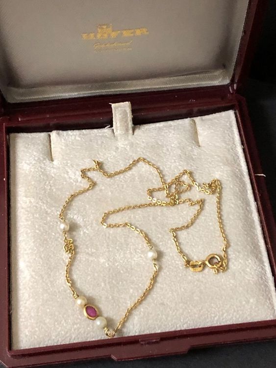 Alte Goldkette mit Perlen und Rubin, 750, 18K (Gebraucht) in Laupen BE ...