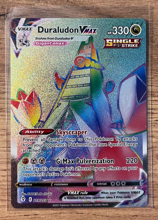 Duraludon VMAX RAINBOW 219/203 Pokemon Evolving Skies (Neu (gemäss ...