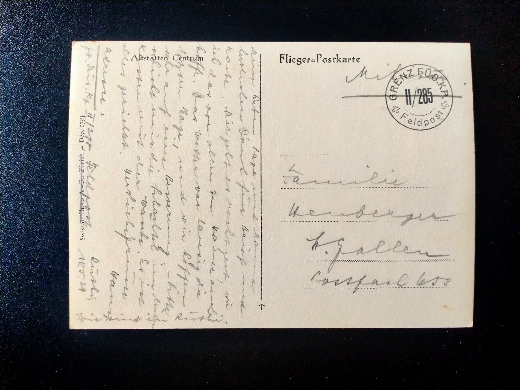 Flieger Postkarte Altstätten Centrum um 1939 AK St. Gallen (Gebraucht ...