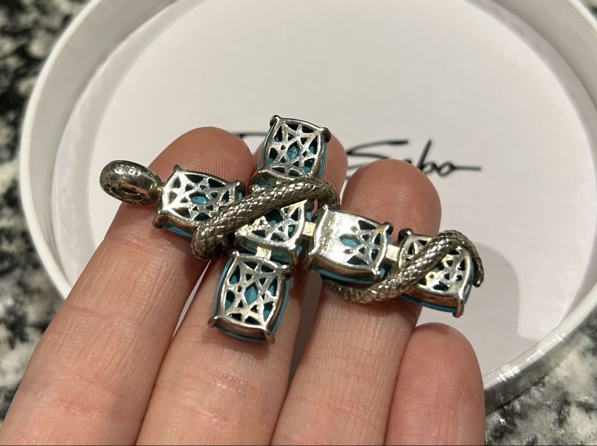 Thomas Sabo Kreuz-Anhänger mit Schlange ️🐍 Türkissteine 💎 (Gebraucht ...