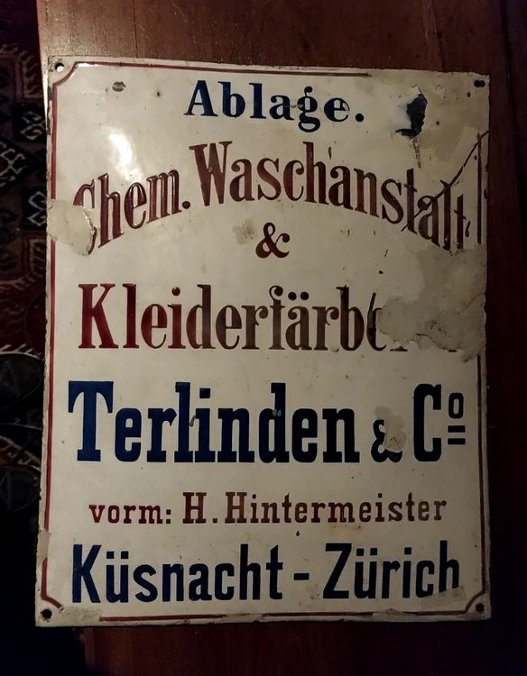 altes Emailschild sehr schwer Zürich Küsnacht Kleider rar (Gebraucht ...