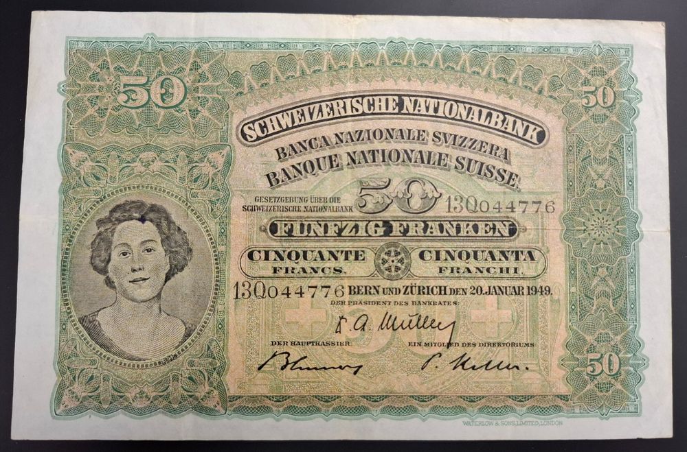 Noten 50Fr. 20. Januar 1949 gefaltet (Gebraucht) in Bern 14 für CHF 43 ...